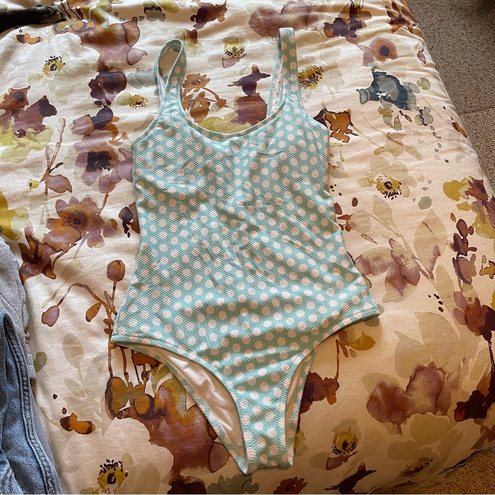 Textured Aerie One Piece Bathing Suit, Size S - Gem